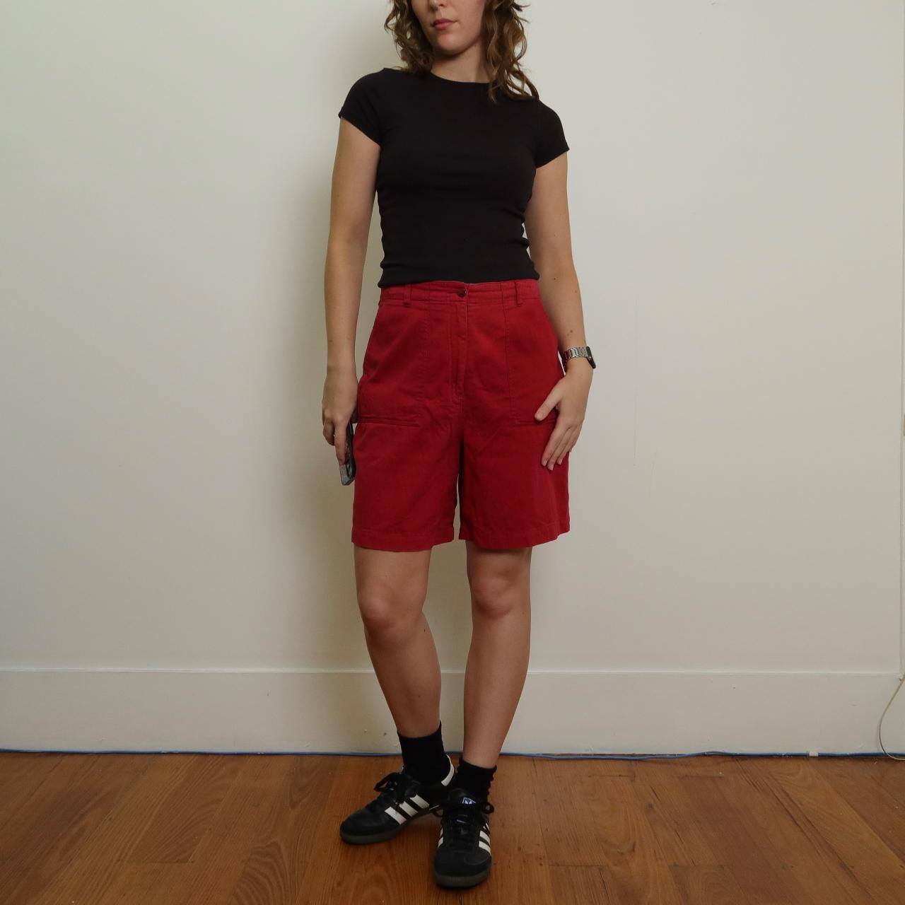90s red baggy shorts Bermuda shorts Mid rise fit... - Depop