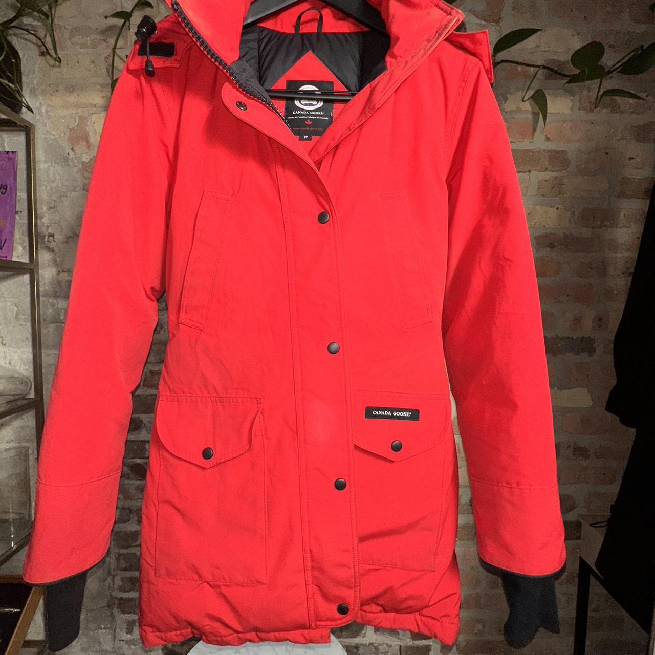 Red Canada Goose parka with removable fox fur hood ... - Depop