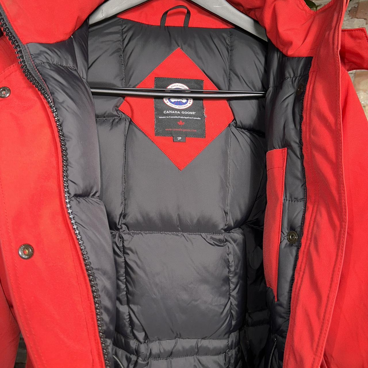 Red Canada Goose parka with removable fox fur hood ... - Depop