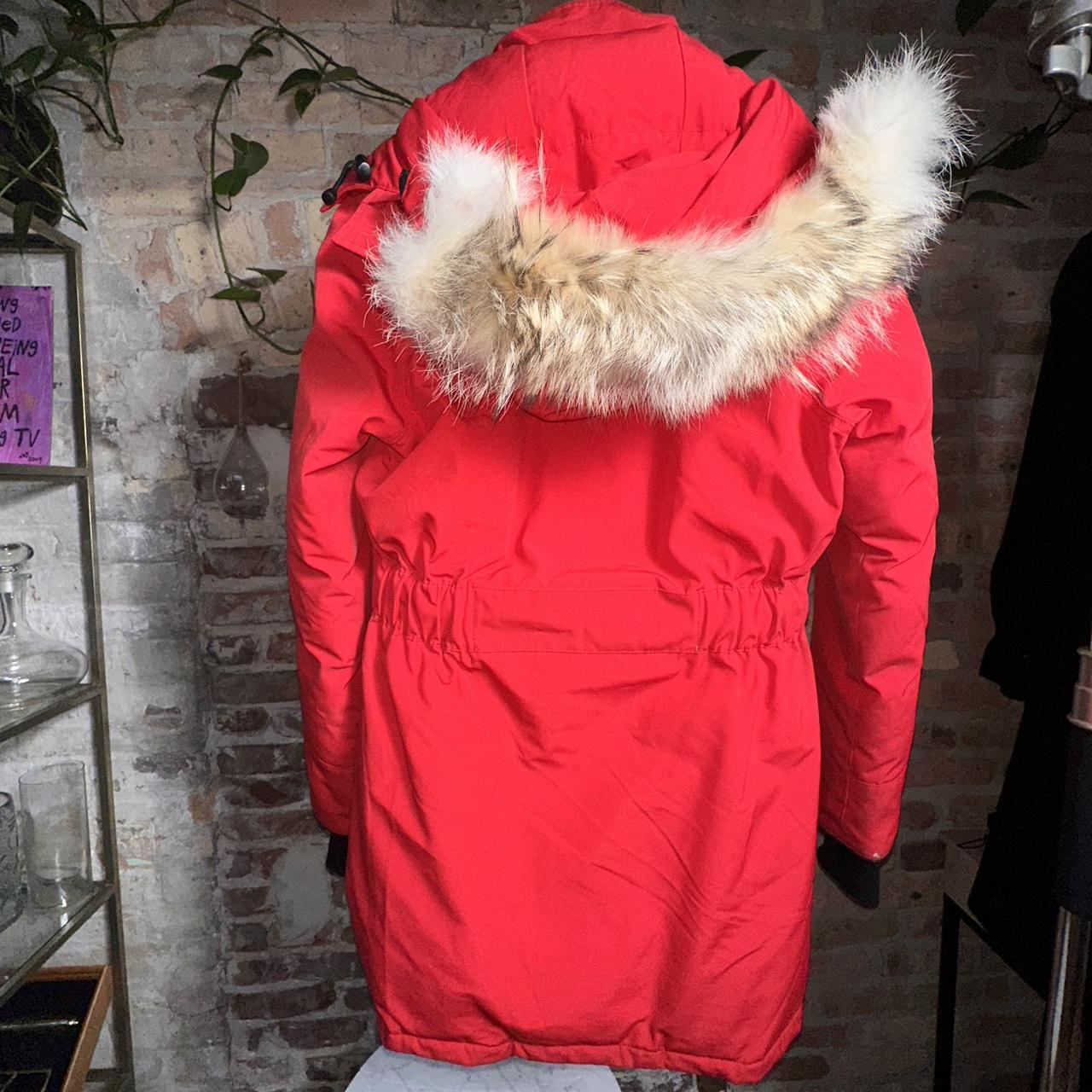 Red Canada Goose parka with removable fox fur hood ... - Depop