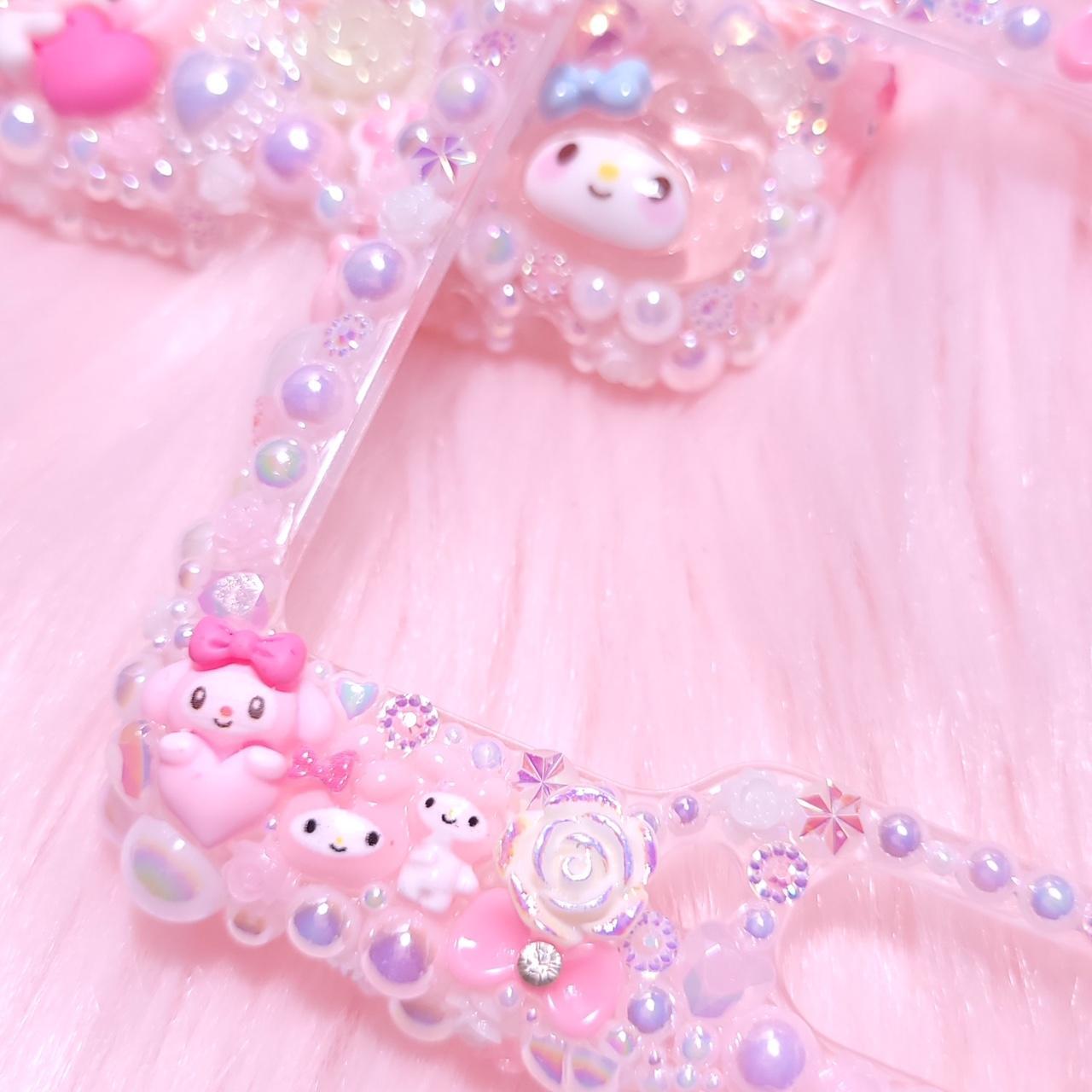 Kawaii pink and white phone case for zFlip 3, 4, 5.... | Depop