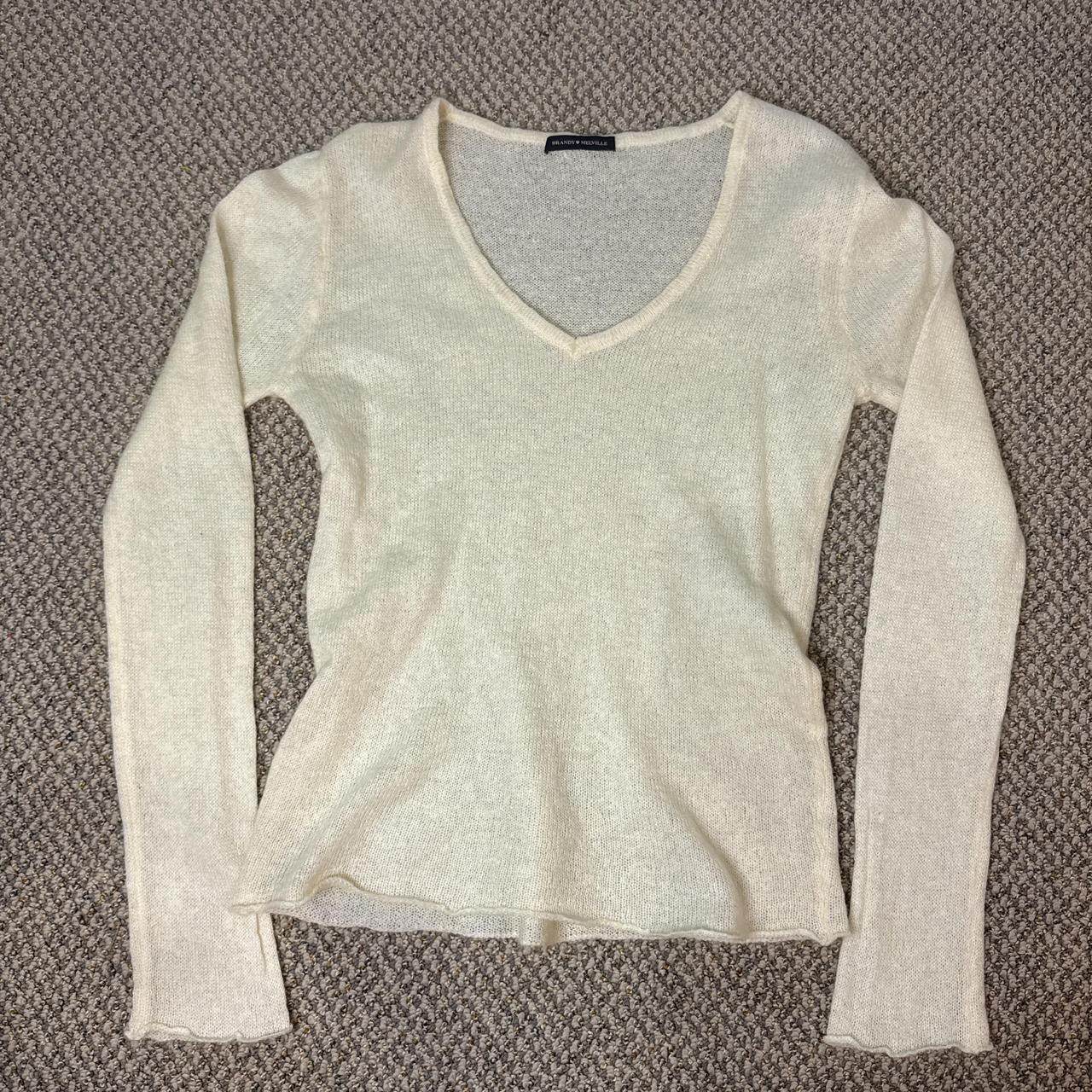 Cute cream/white brandy melville sweater 🇺🇸 Fits... | Depop
