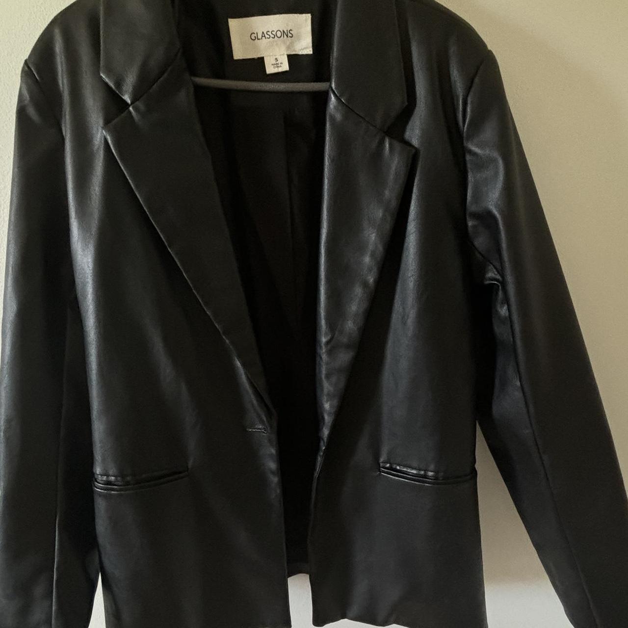 Glassons Black Faux Leather Blazer - Depop