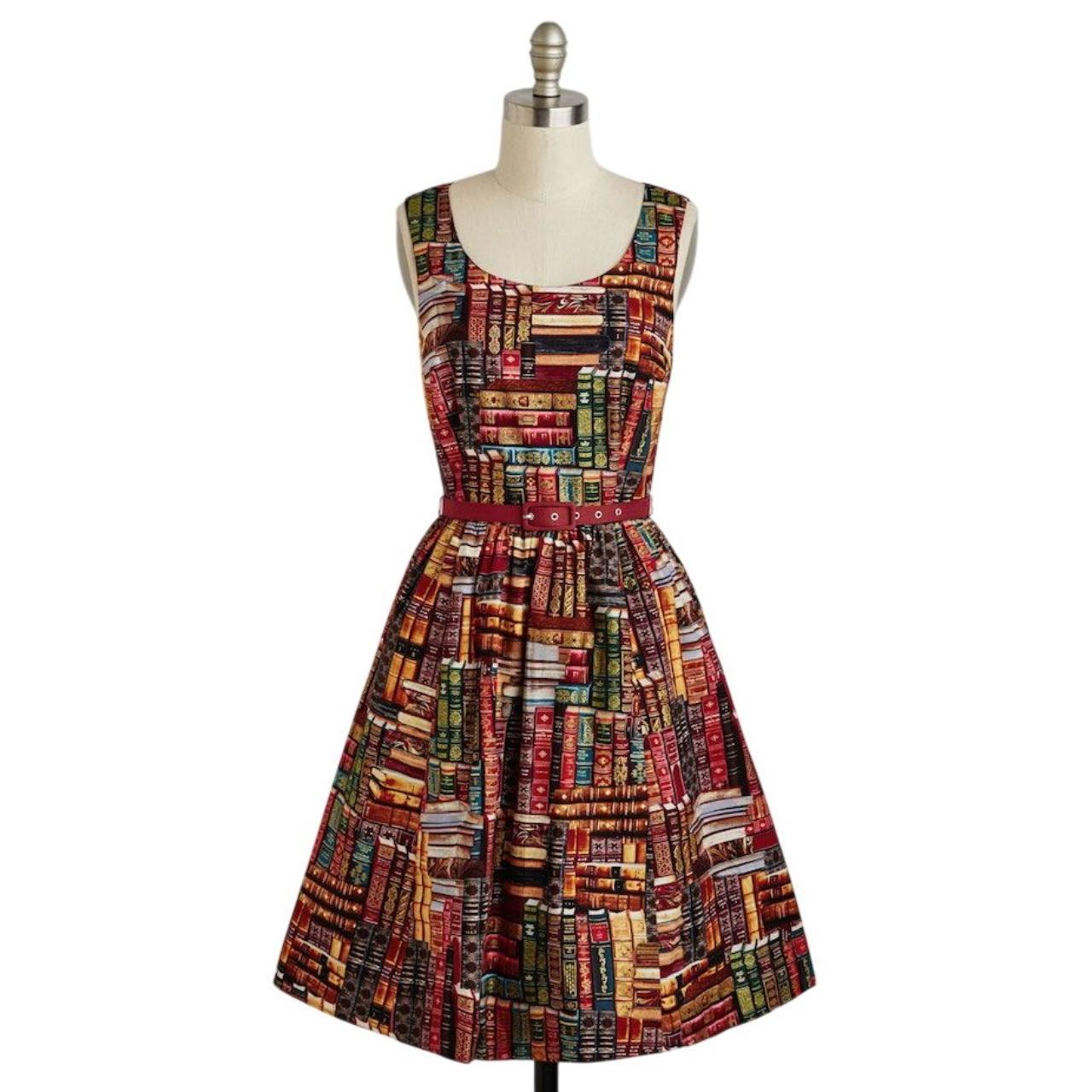 Modcloth Archive Got The Power Book Print Dress Size... | Depop