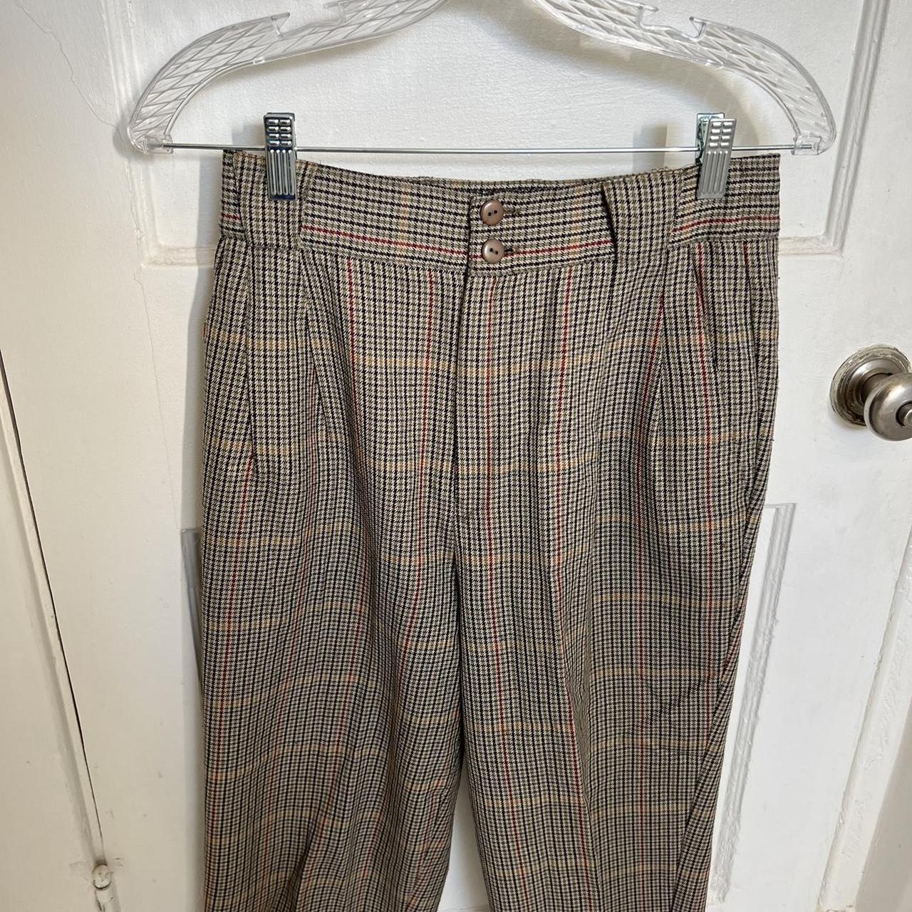 Perfect plaid vintage 80s trousers by Fundamental... - Depop