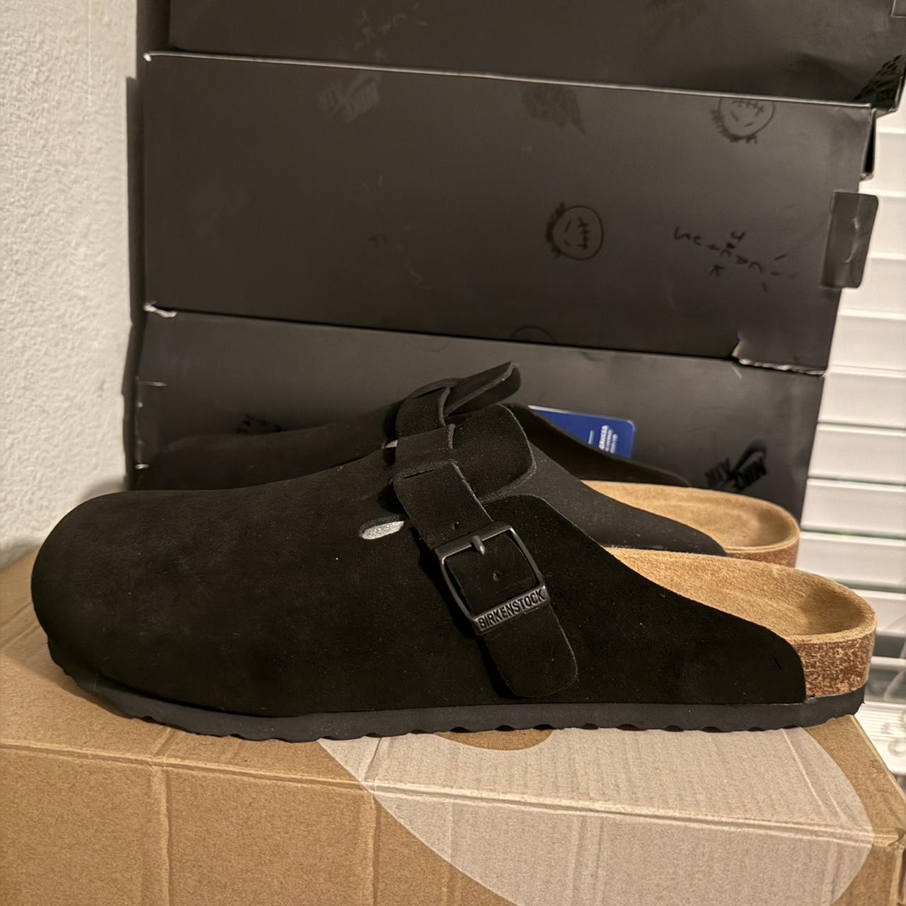 Black suede Birkenstock Boston clogs #Birkenstock... - Depop