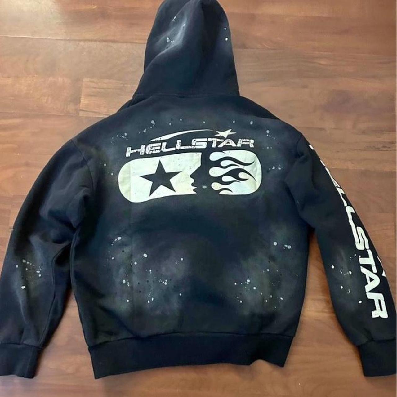 Hellstar zip up hoodie in black and white #goth #grunge - Depop