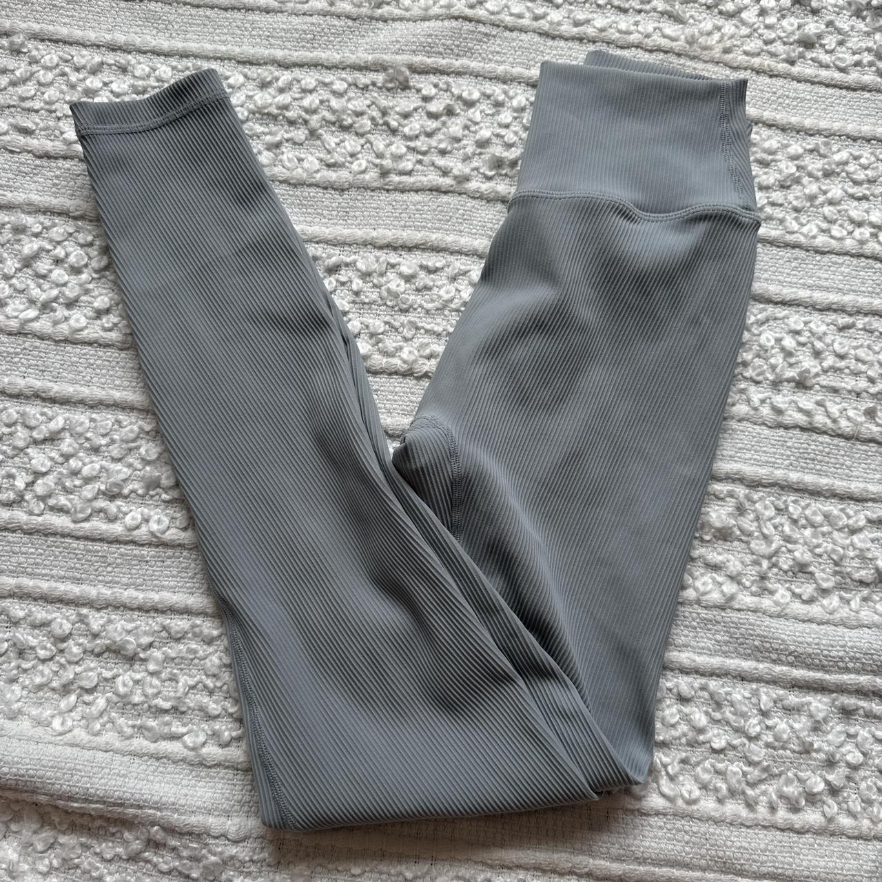Grey Ribbed Tights - Depop