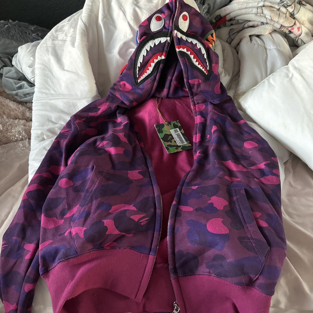 Purple REAL Bape zip up hoodie size small, never worn | Depop