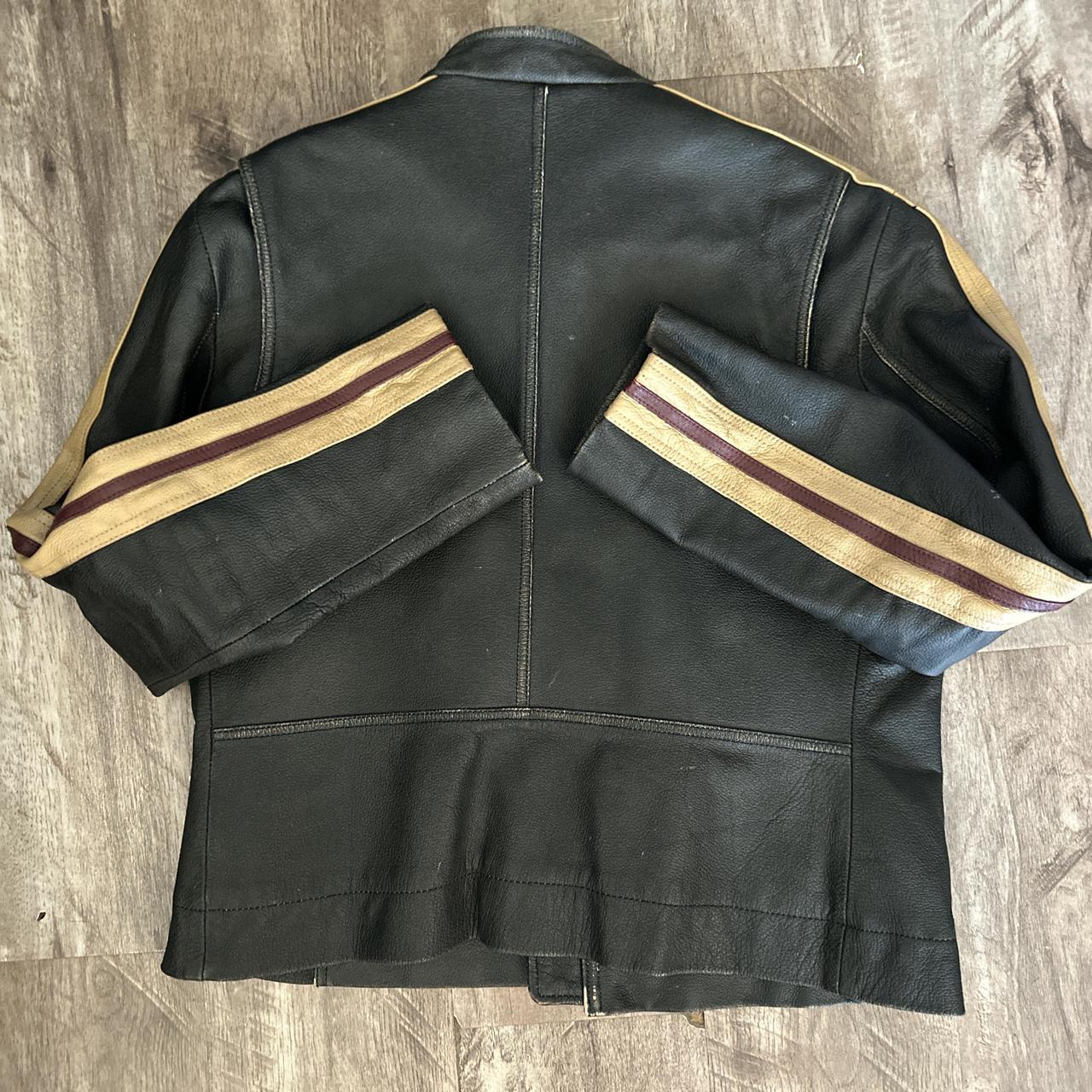 VINTAGE LEATHER RACING JACKET Tag says 2xl but fits... | Depop