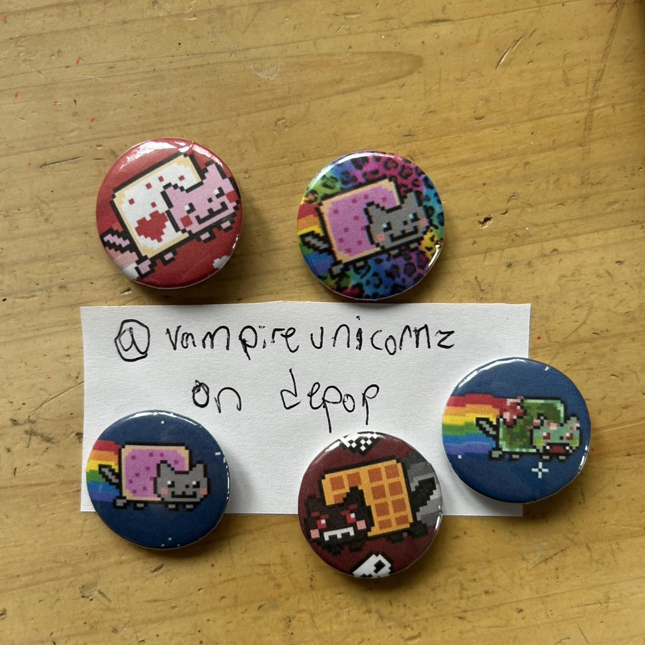 Nyan cat pins badges scene emo 2000s set tac nyan... | Depop