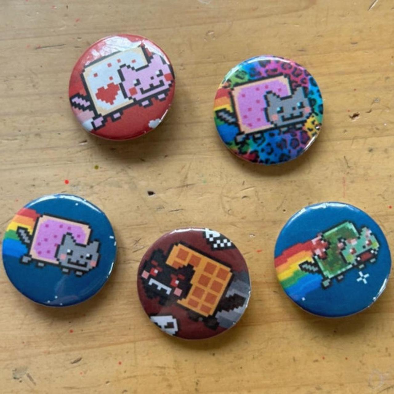 Nyan cat pins badges scene emo 2000s set tac nyan... | Depop