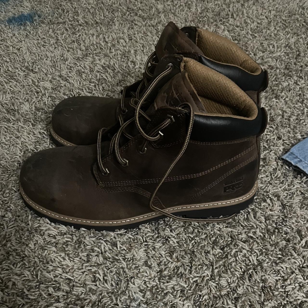Brown steel toe timbs - Depop