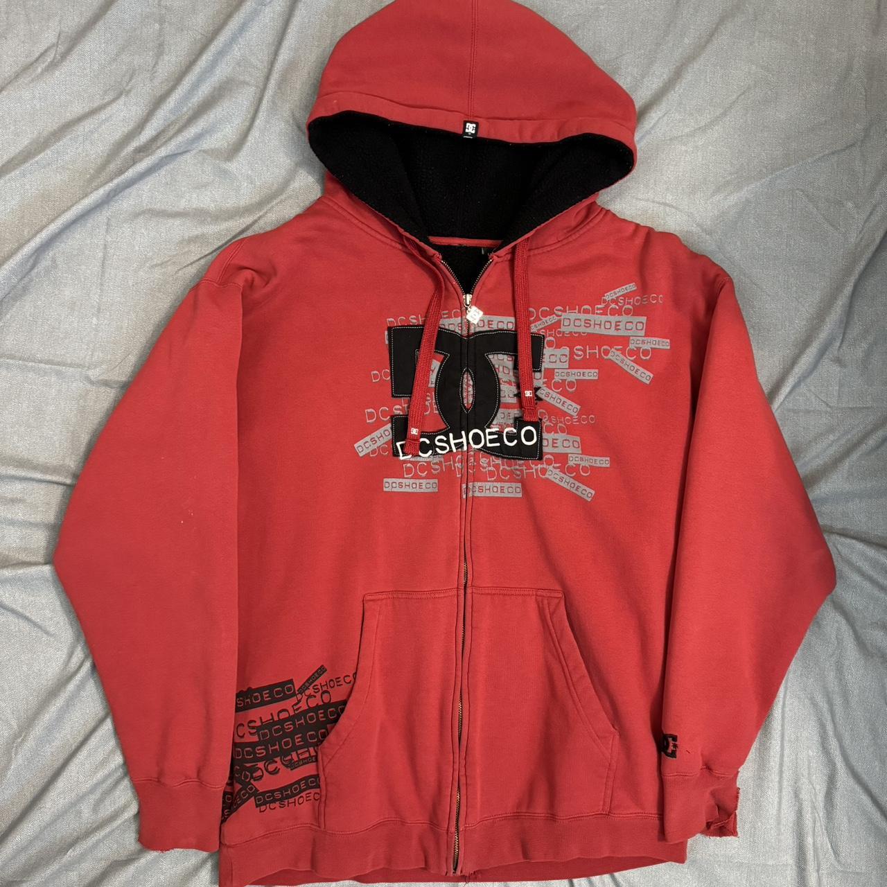 Red DC hoodie Size: L Vintage DC hoodie, nice fit,... | Depop