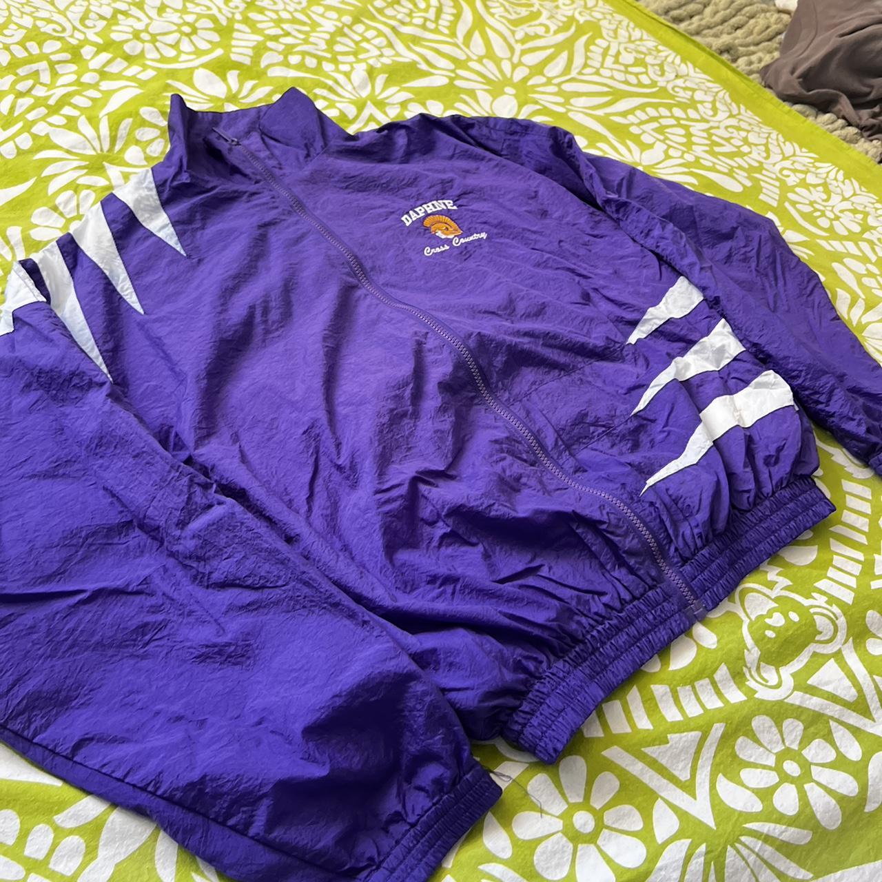 Vintage 90s purple cross country windbreaker Model... - Depop