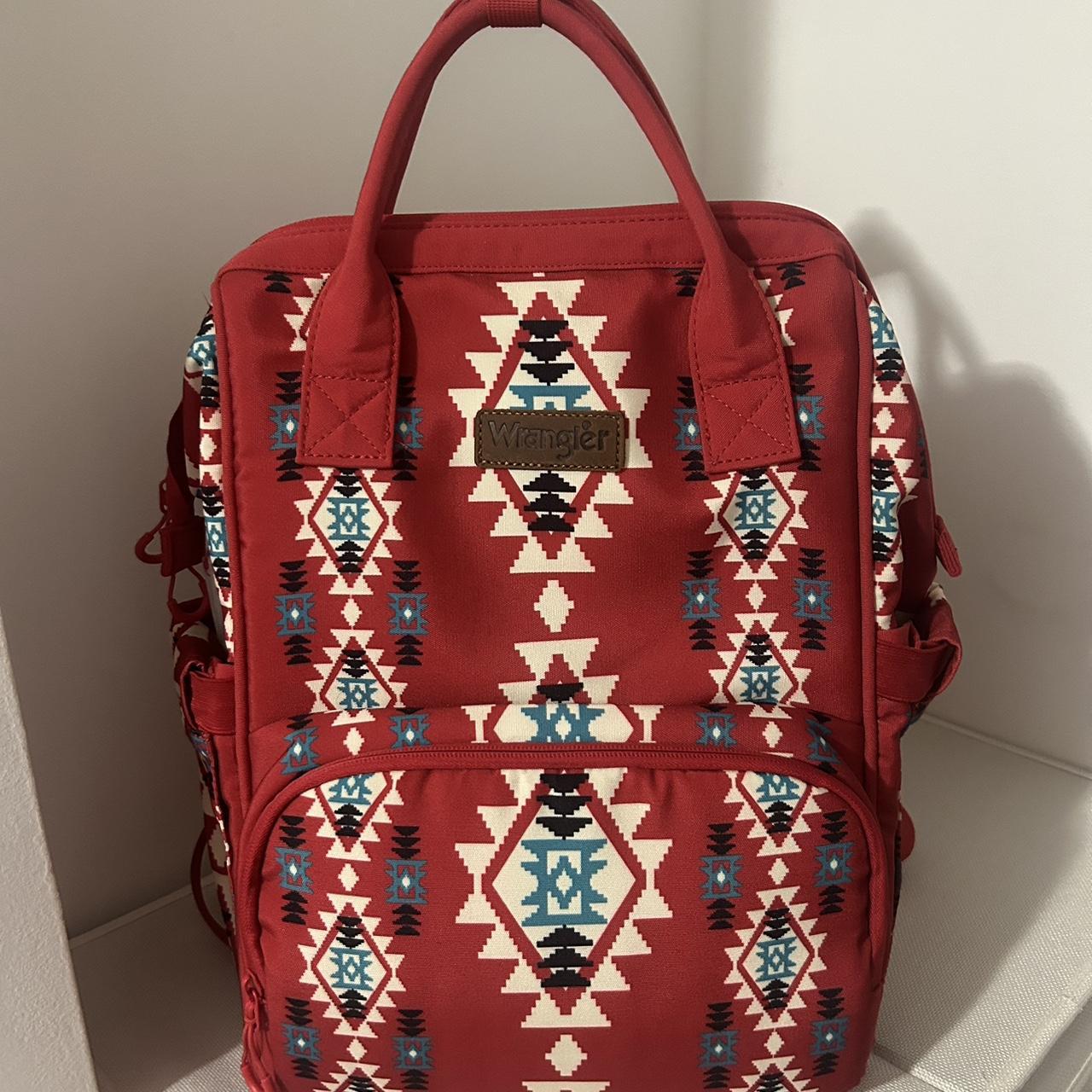 Red wrangler backpack Used twice as diaper bag... - Depop
