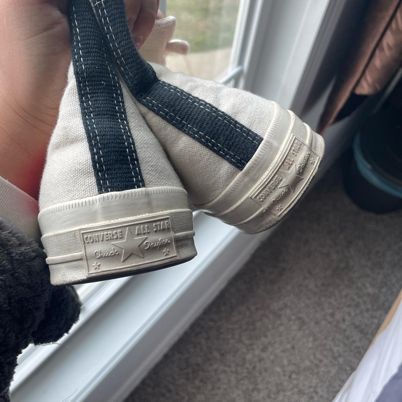 comme de garçons high tops white and red size 10W... - Depop