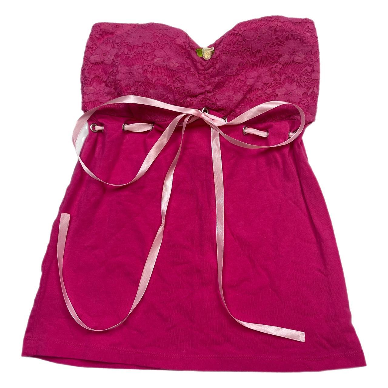 y2k coquette upcycled lace up tube top ! - I added... - Depop