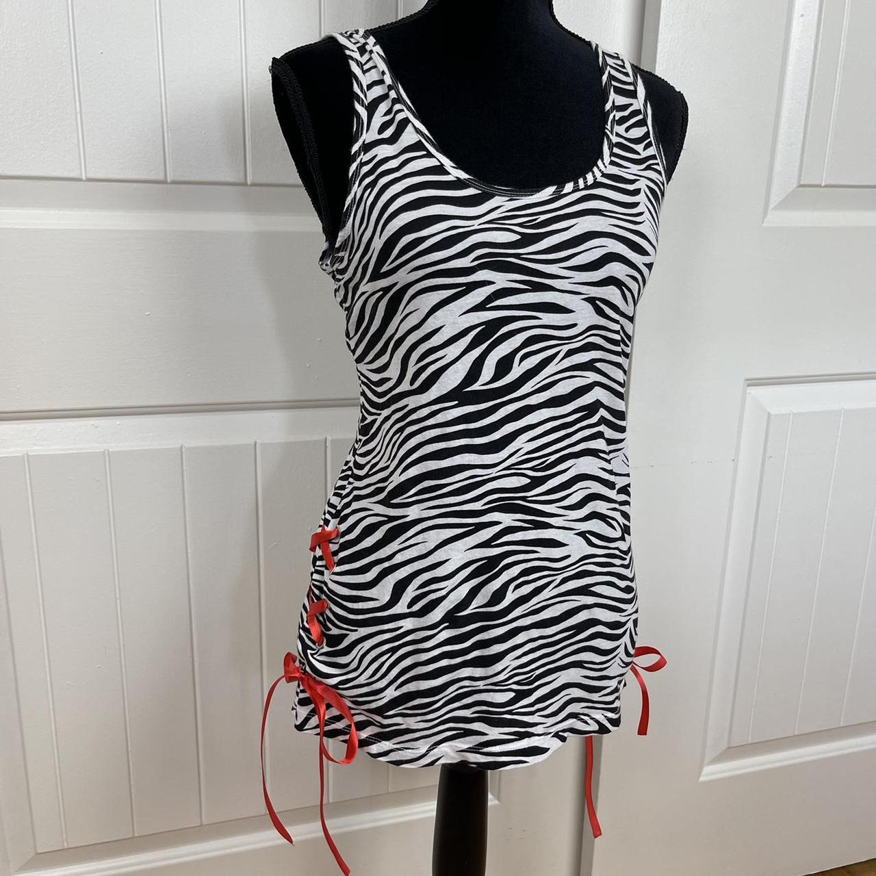 y2k cyber grunge emo zebra print upcycled top! -... - Depop