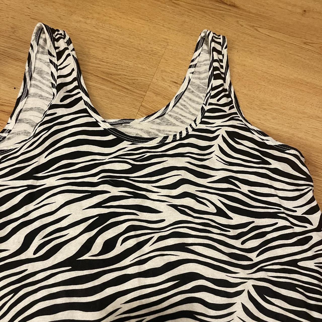 y2k cyber grunge emo zebra print upcycled top! -... - Depop