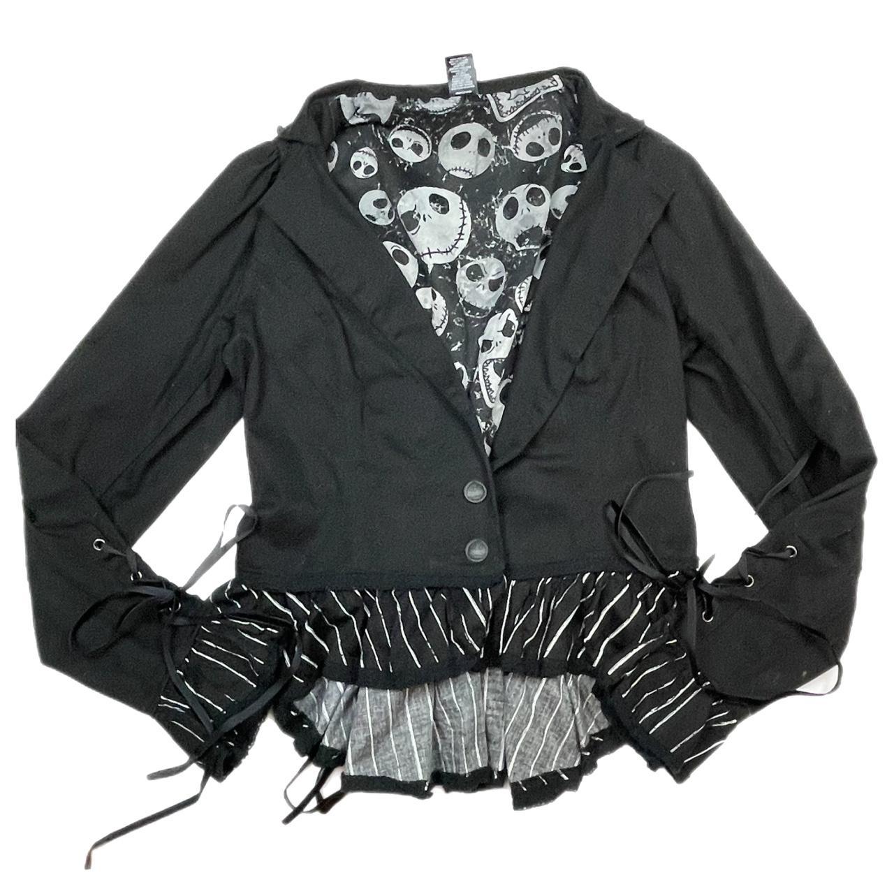 y2k goth emo tie up blazer top ! - pinstripe ruffle... - Depop