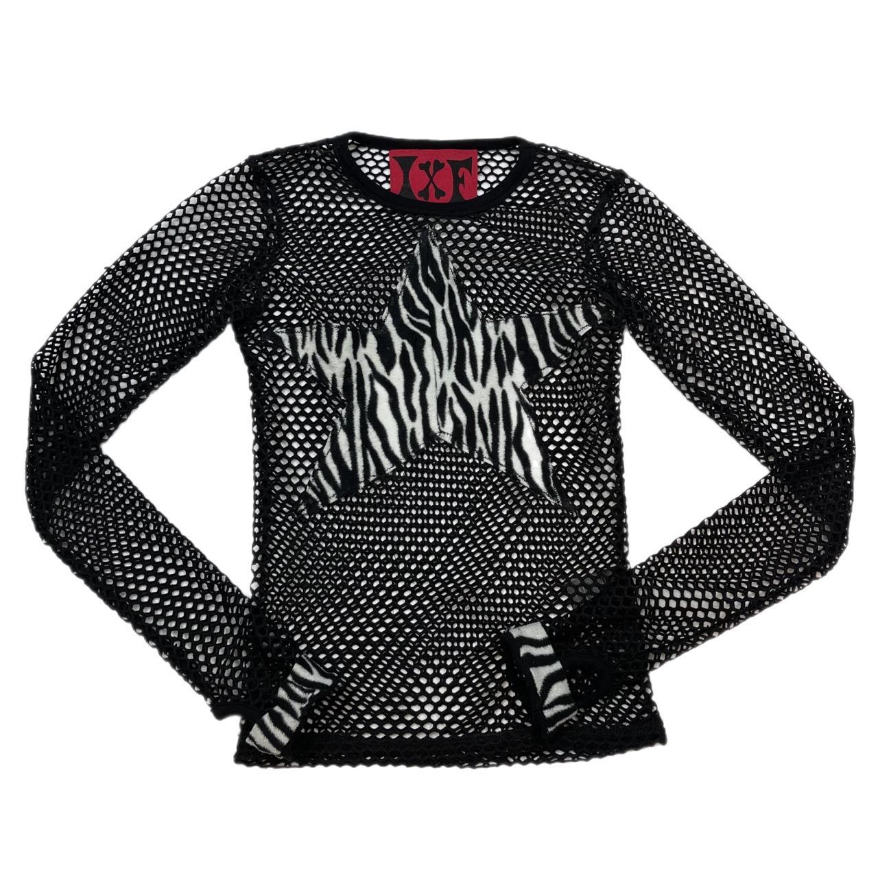 y2k mall goth upcycled fishnet top! - fitted fishnet... - Depop