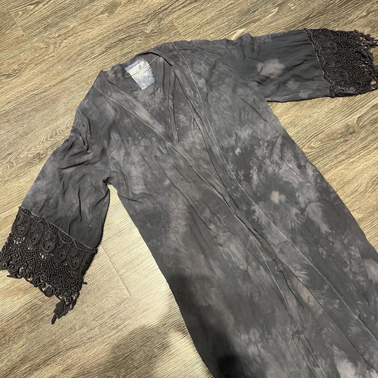 Bohemian Dark Embroidered Duster Cardigan O\S Moody... | Depop