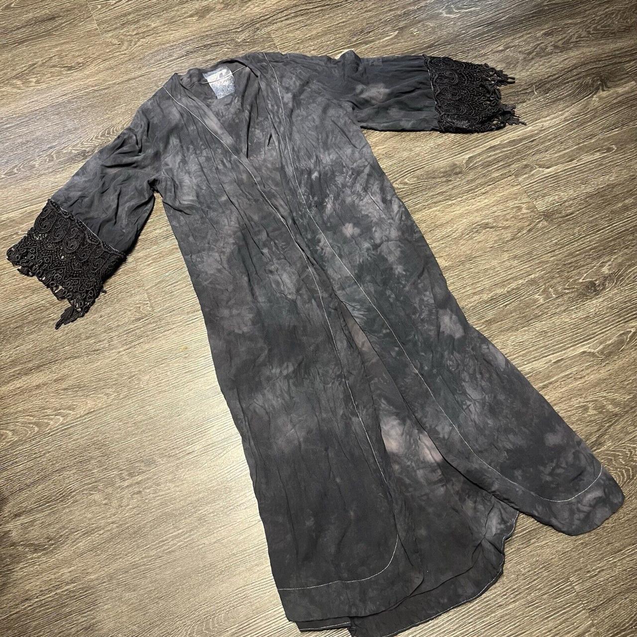 Bohemian Dark Embroidered Duster Cardigan O\S Moody... | Depop