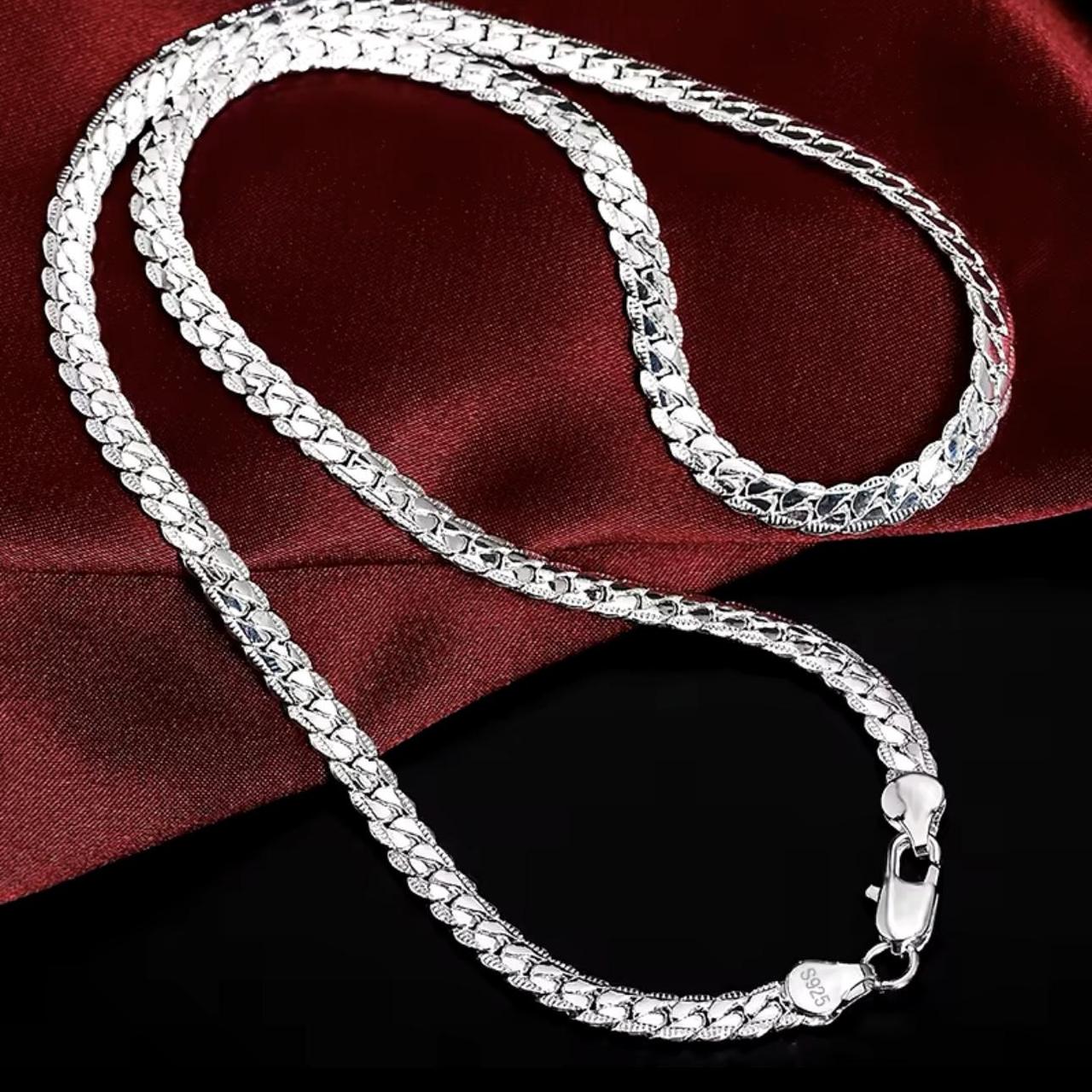 KCRLP 925 Sterling Silver 6mm Side Chain 24 Inch... | Depop