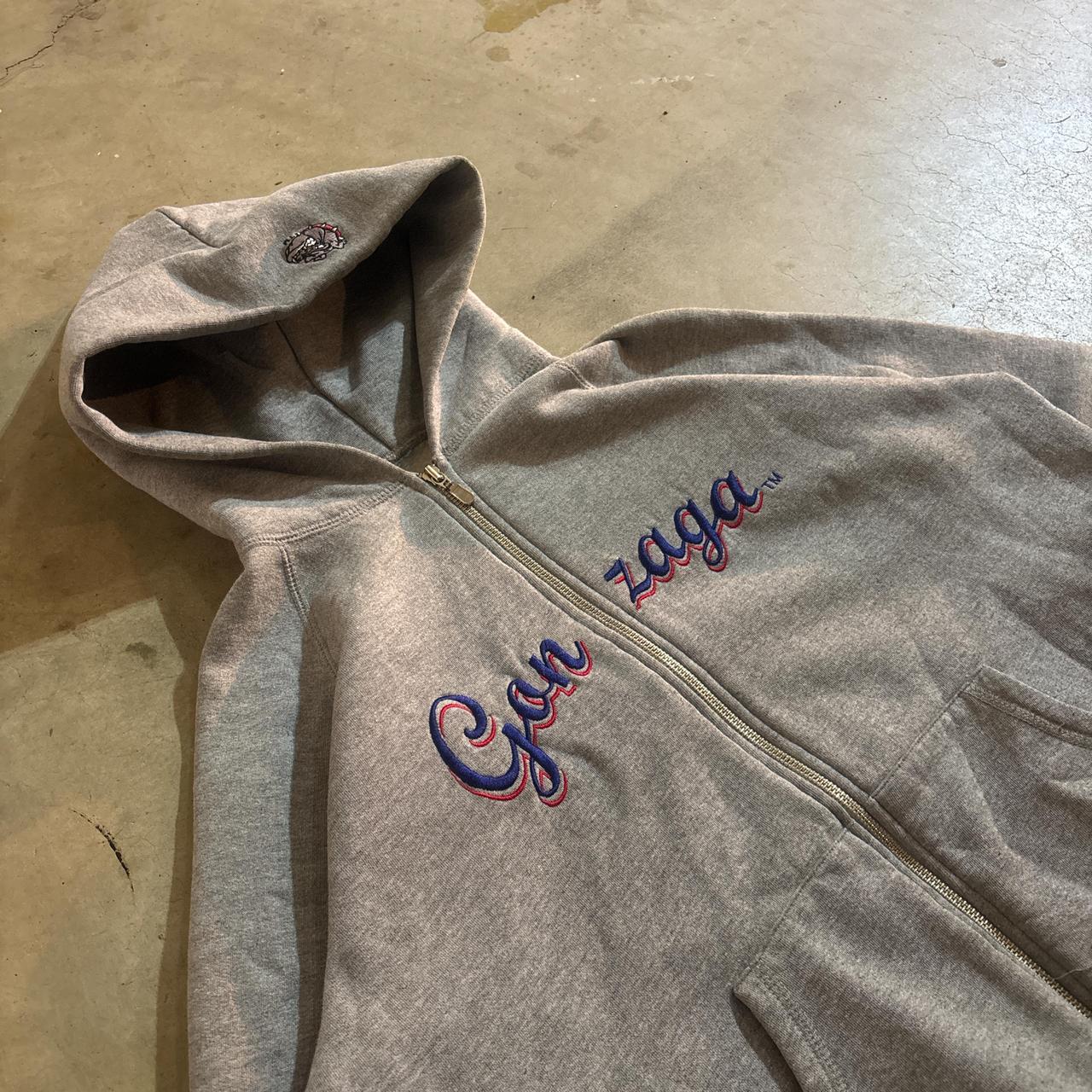 Y2k Light grey Gonzaga zipup hoodie Tag ripped... | Depop