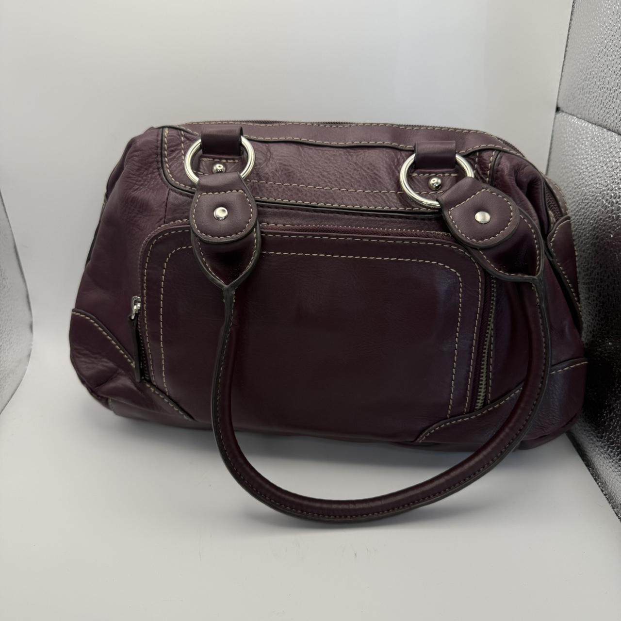 Vintage G.H.Bass Genuine Leather Deep Plum Handbag... | Depop