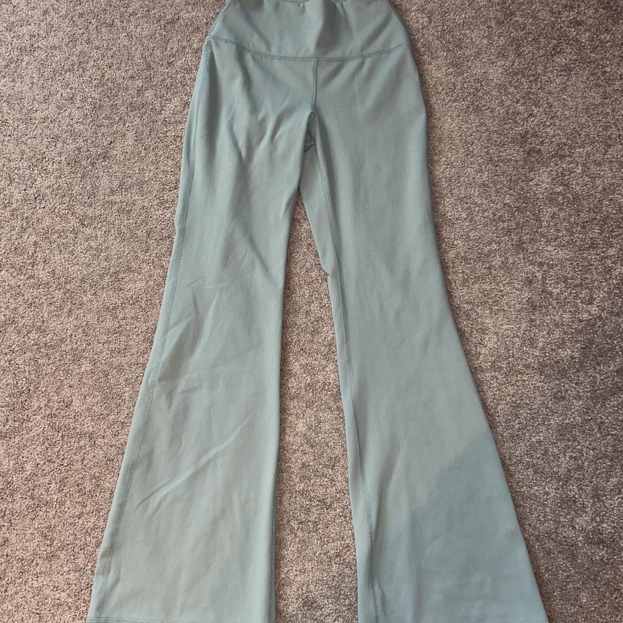 mint green flares, worn twice. seam starting to... | Depop
