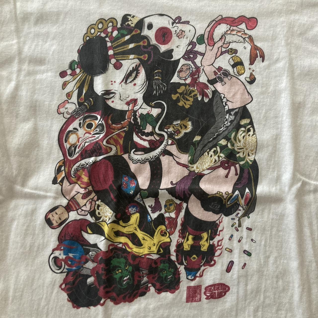 popkiller x grape brain rage “oiran” tee! features... - Depop