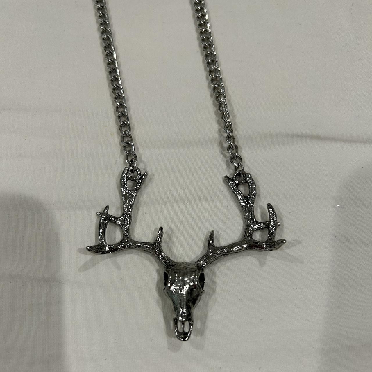 silver deer skull necklace from spencer's. great... - Depop