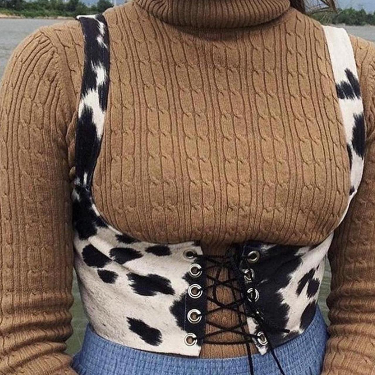 Cow print bustier corset from Prairie Misfit Soft,... - Depop