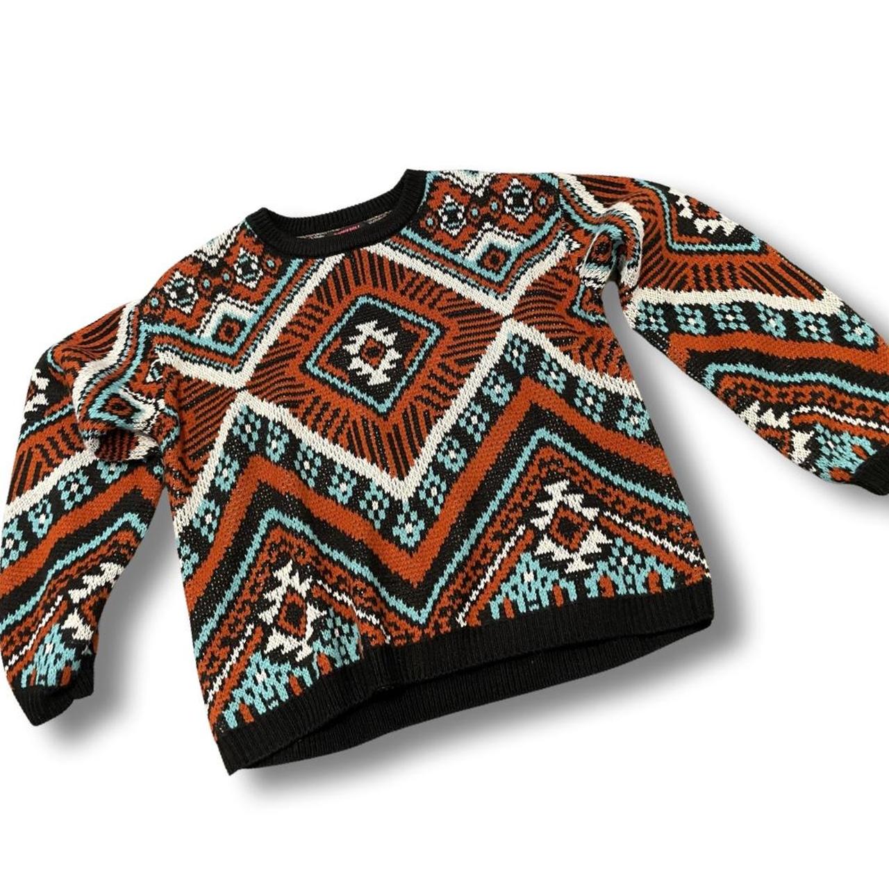 Aztec design Sweater by Rock & Roll denim. Brown,... - Depop