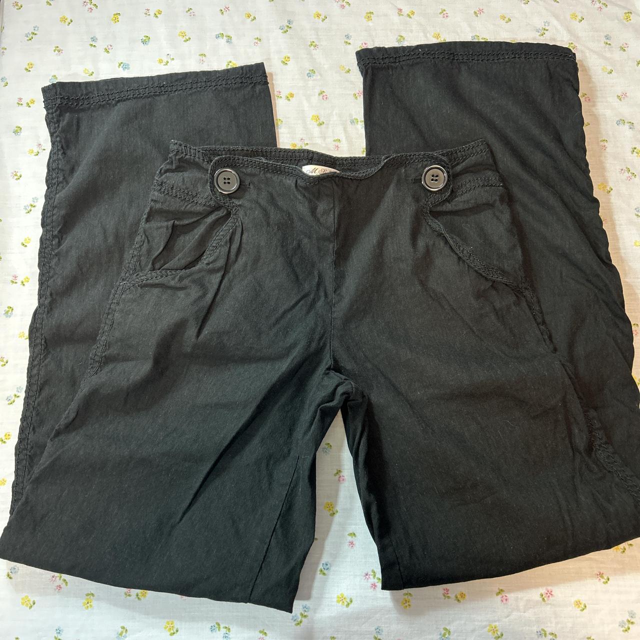 Black linen pants Labeled size 4 Waist 16” laid... - Depop