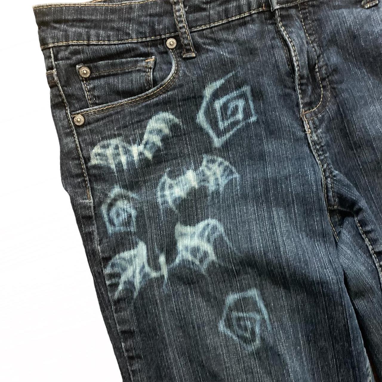 hand bleach painted bat straight leg jeans. would... - Depop