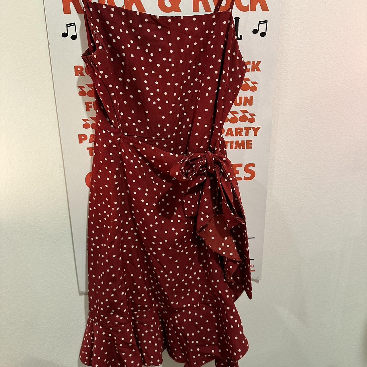 princess polly burgundy spotted mini dress #preppy... - Depop