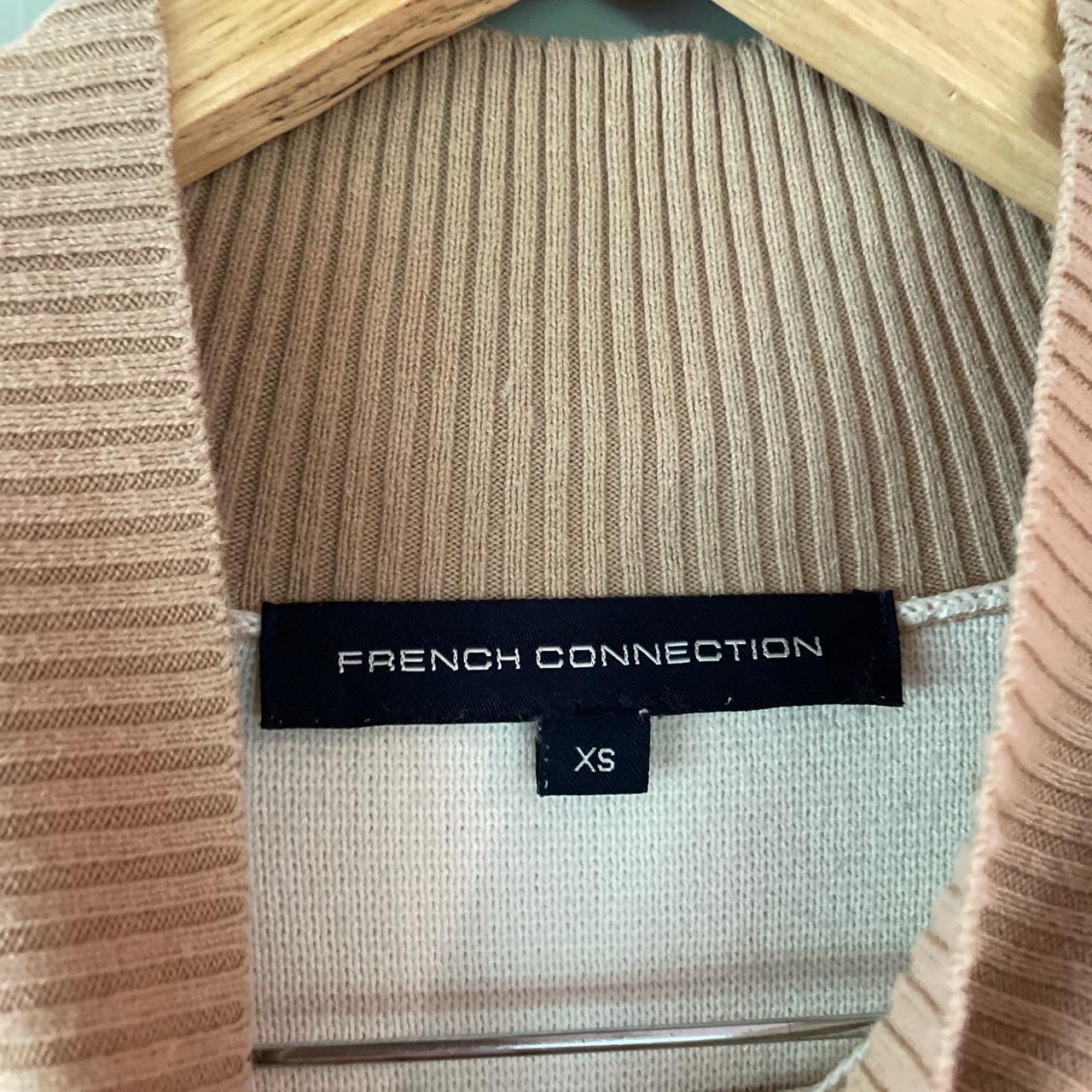 French connection beige and cream strip jumper - Depop