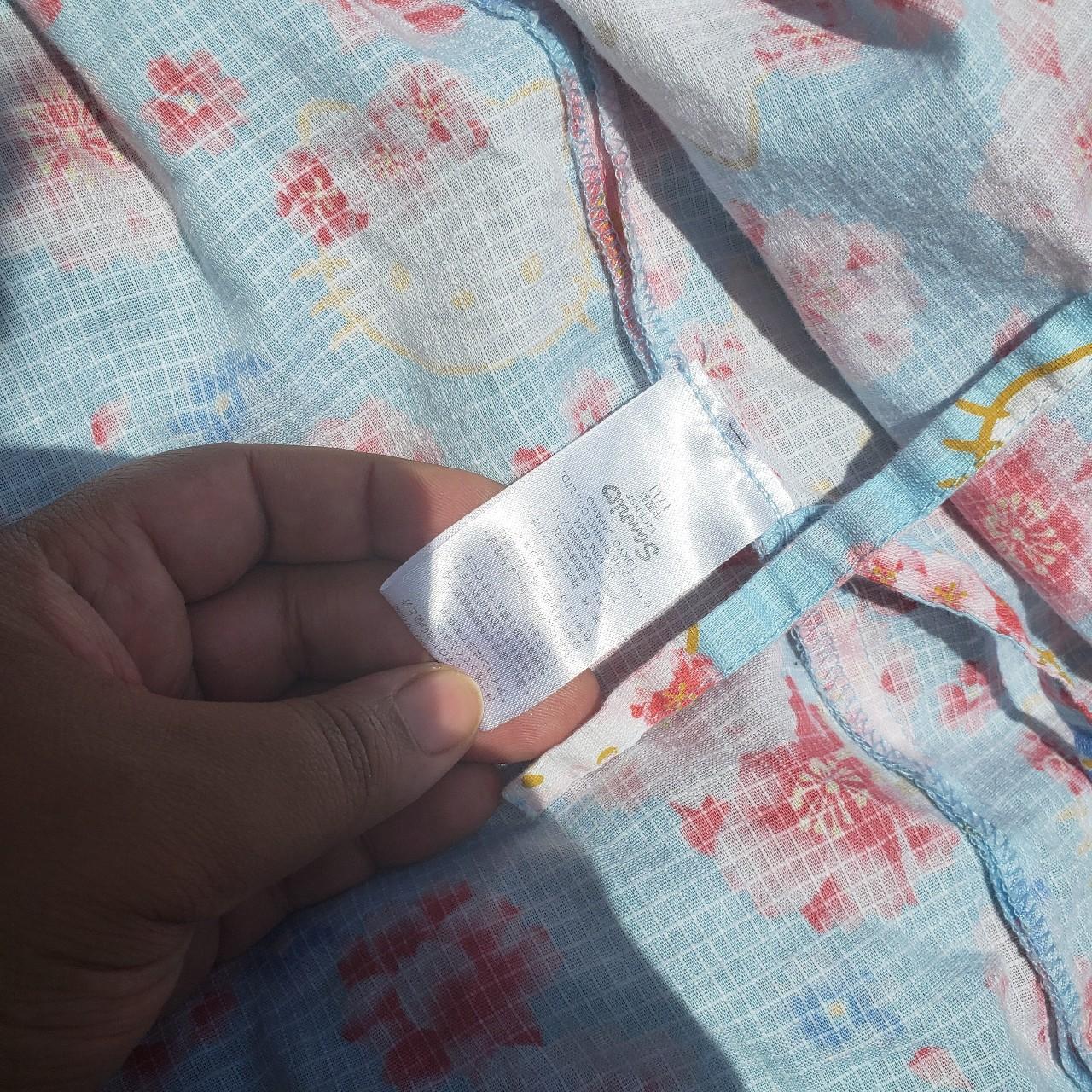 Pink and blue Hello Kitty bolero top with white lace... | Depop