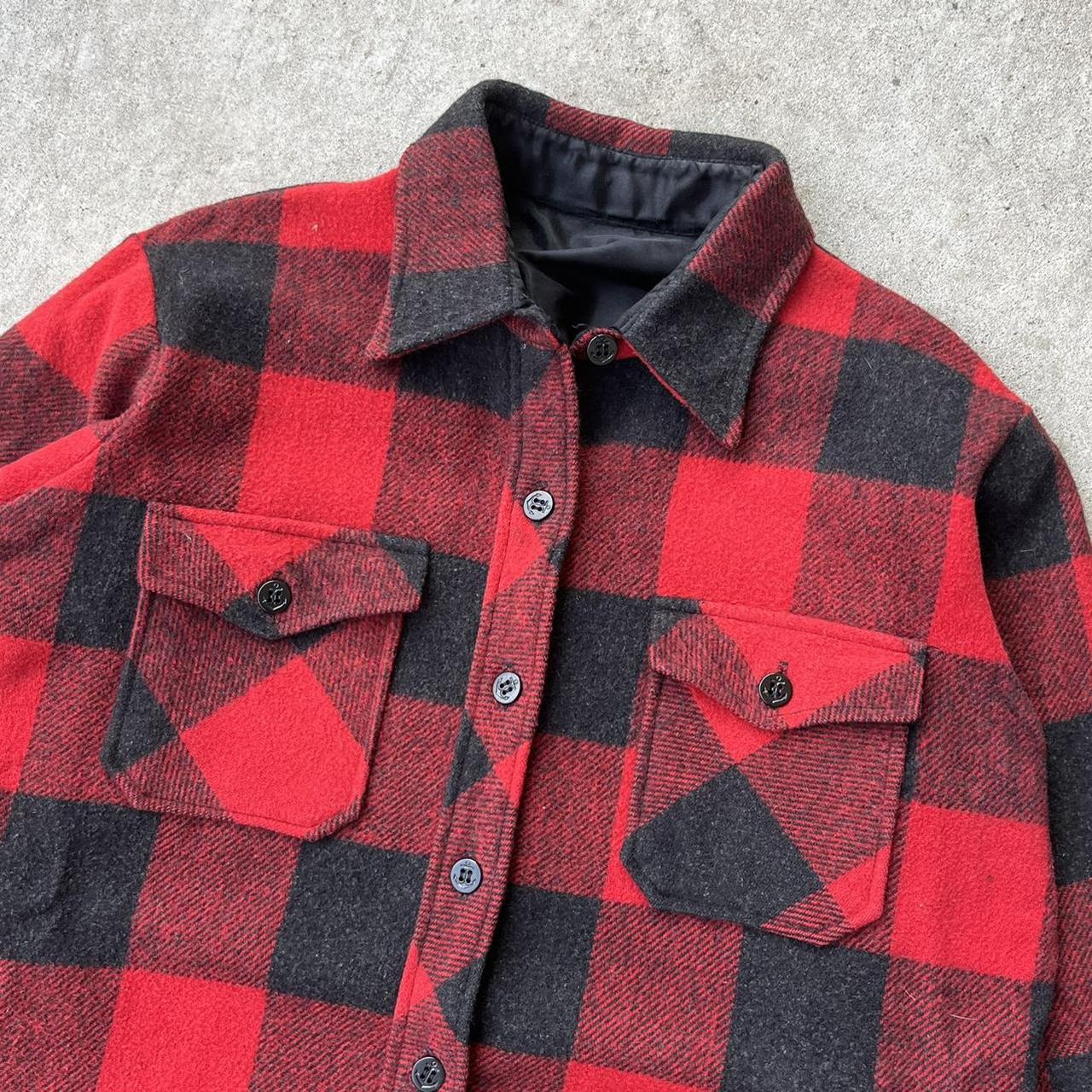Vintage Buffalo Plaid Shacket Wool Button Down Shirt... - Depop