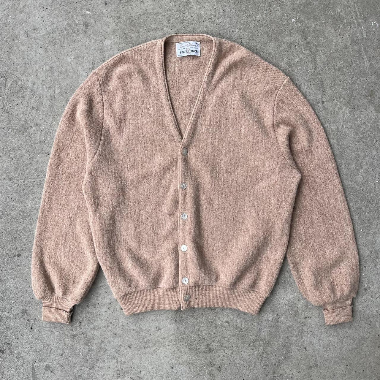 American Vintage Men's Tan and Pink Cardigan | Depop