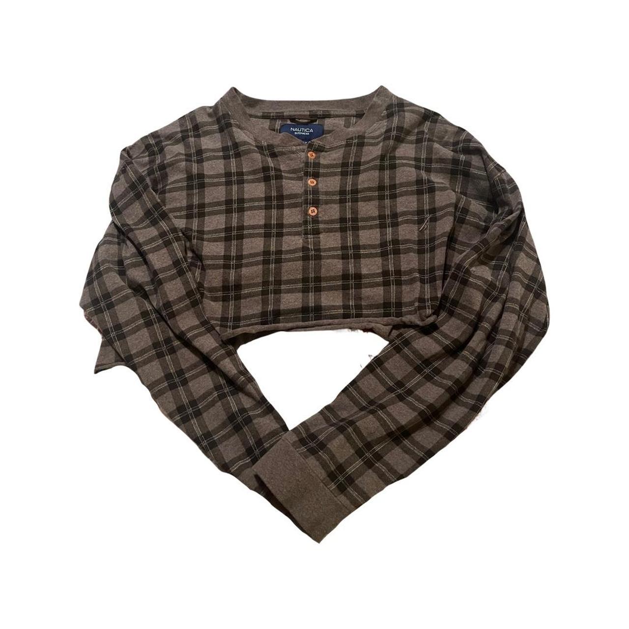 cropped plaid flannel tee - self cropped #vintage... - Depop