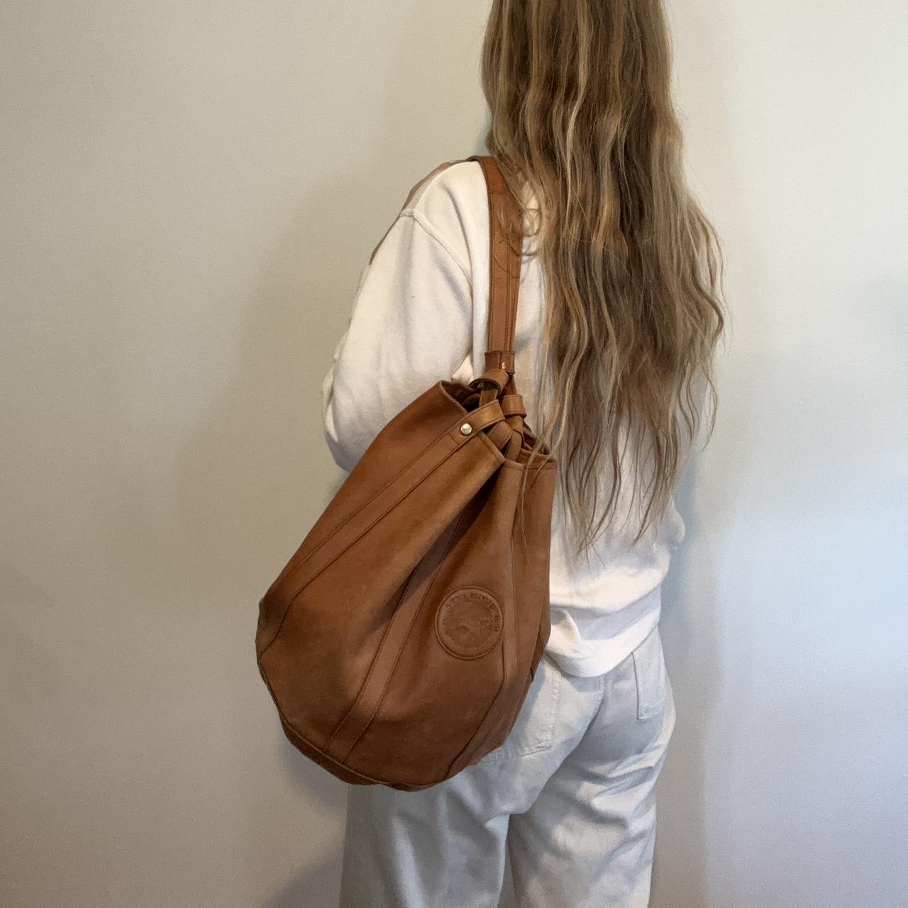 Cool tan leather bag/backpack that can be worn as a... - Depop