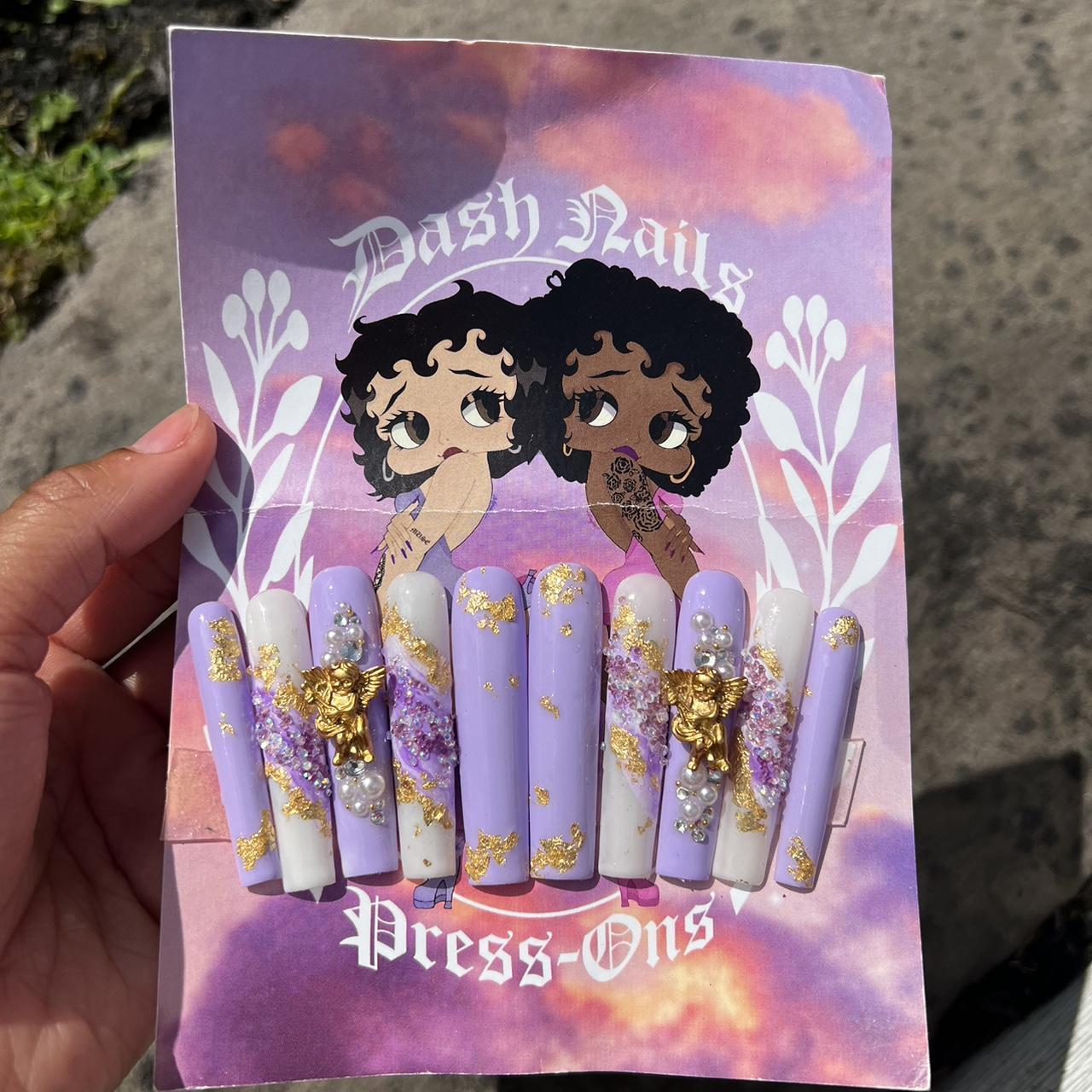 Dash nails, extra long Amethyst Angel glue on, press... - Depop