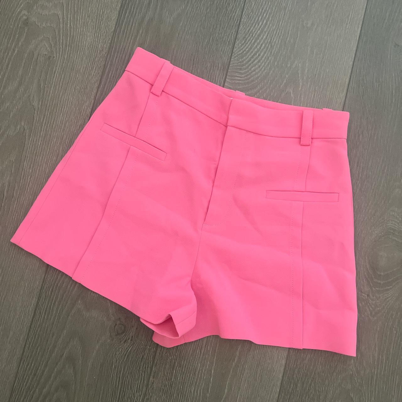 zara pink high waisted shorts size m never worn - Depop