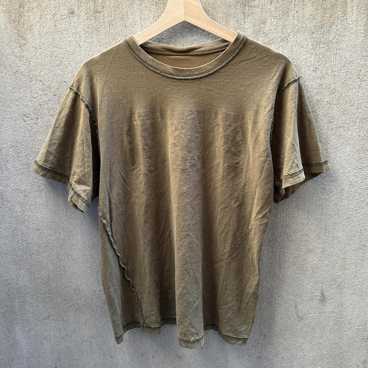 vintage faded olive inside out tee medium - Depop
