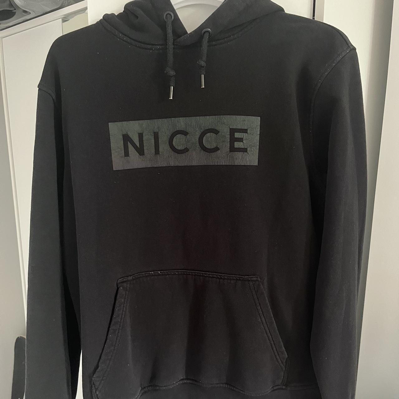 black nicce hoodie reflective size medium £15... - Depop