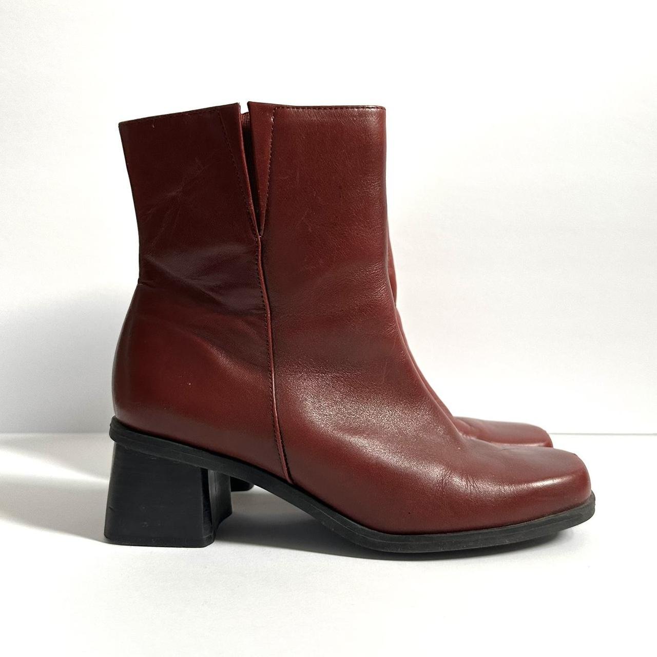 Vintage Cherry Red Chunky Boots •leather... - Depop